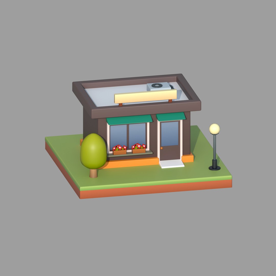 3D Model Low Poly Cartoon Building - TurboSquid 2220294