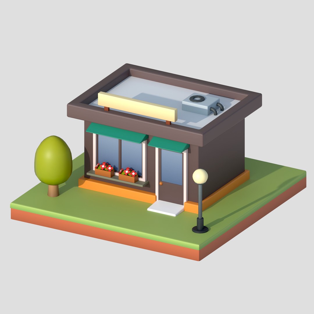 3D Model Low Poly Cartoon Building - TurboSquid 2220294