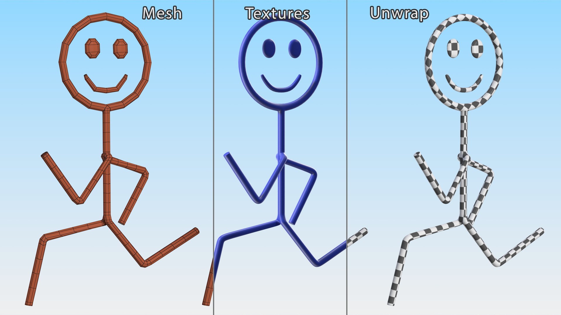 3D Simple Stickman Running Pose Blue Model - TurboSquid 2088553
