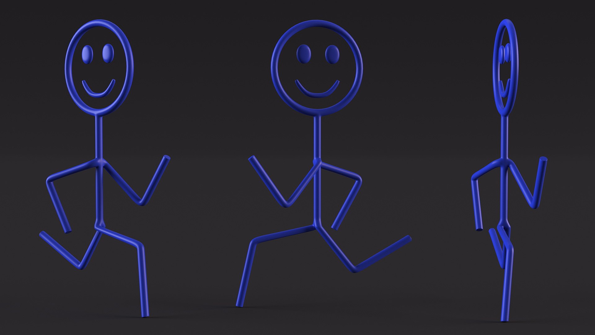 3D Simple Stickman Running Pose Blue Model - TurboSquid 2088553