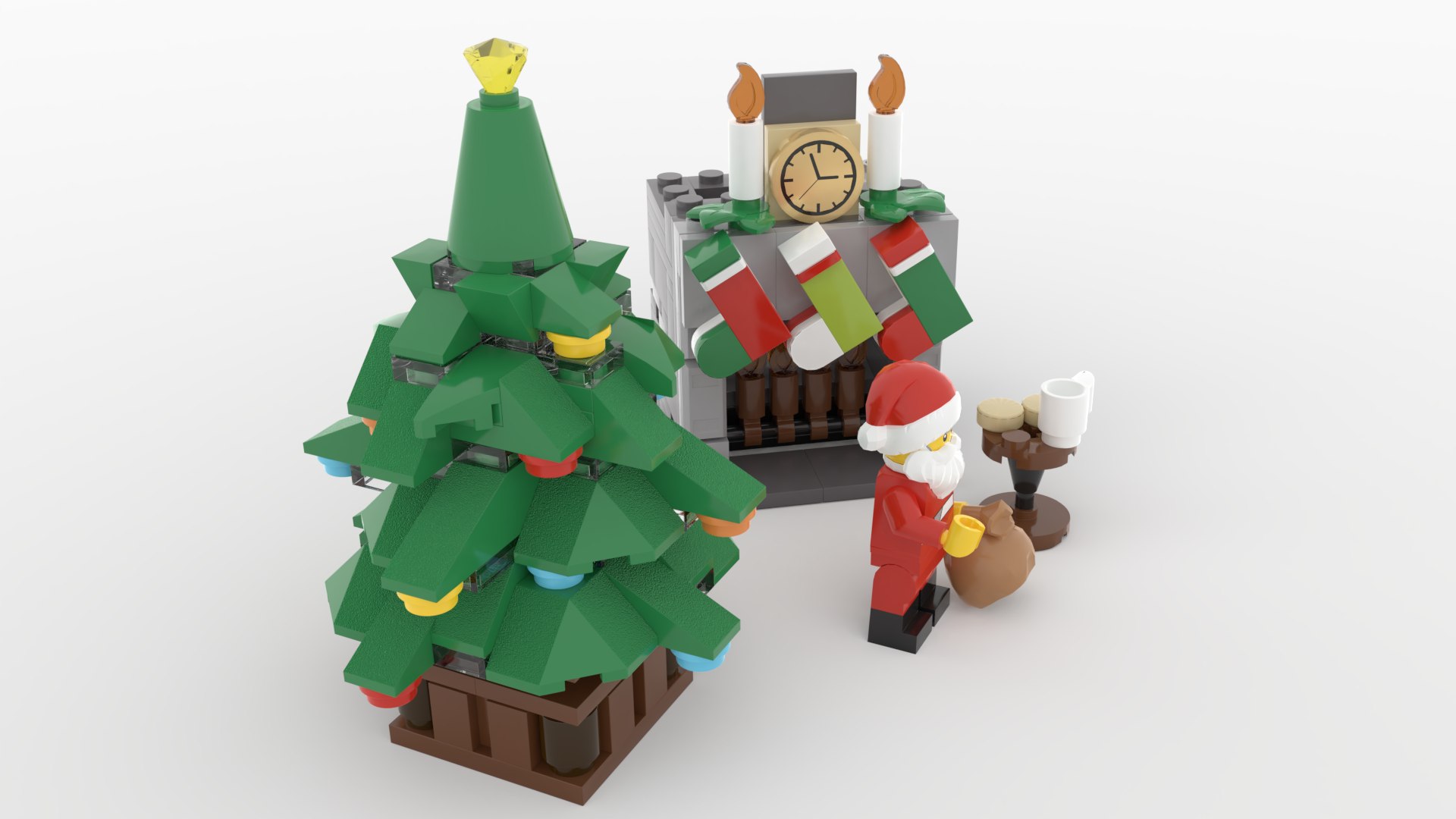 3D Lego Santa With Fireplace And Christmas Tree Model - TurboSquid 2006359
