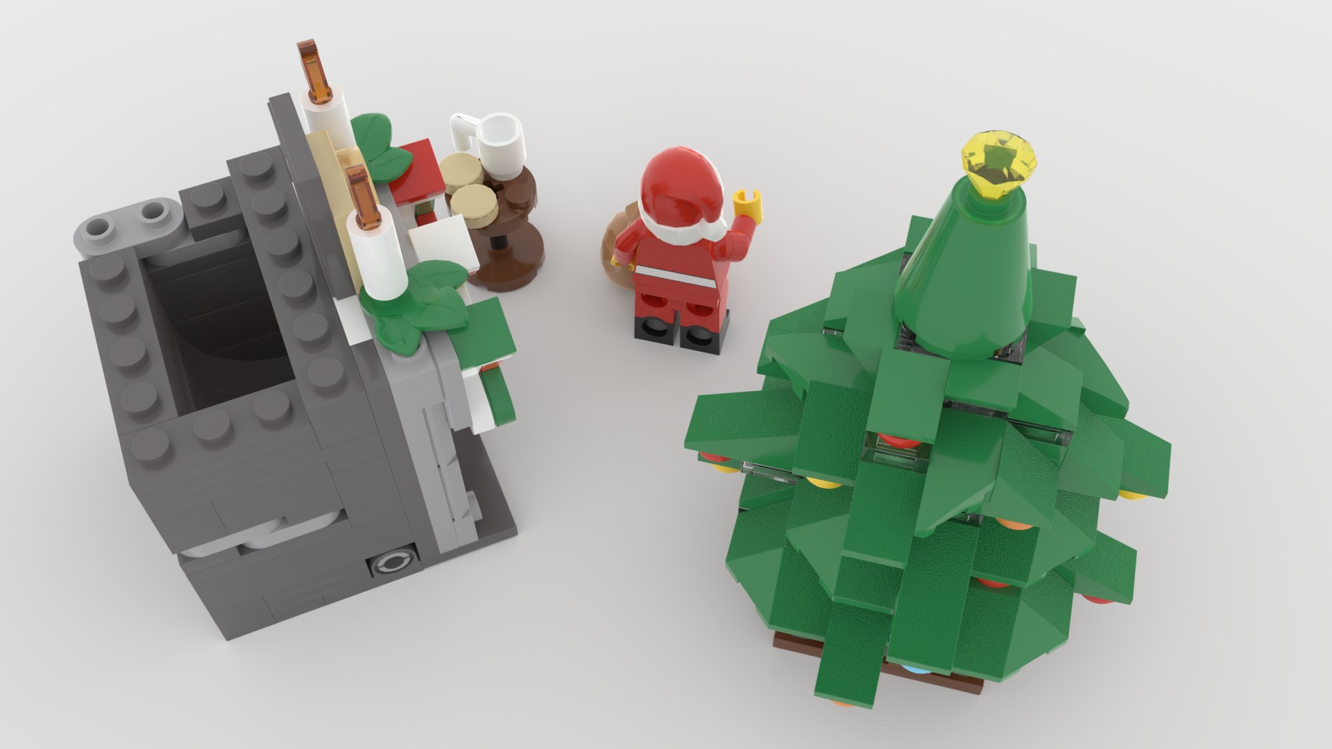 3D Lego Santa With Fireplace And Christmas Tree Model - TurboSquid 2006359