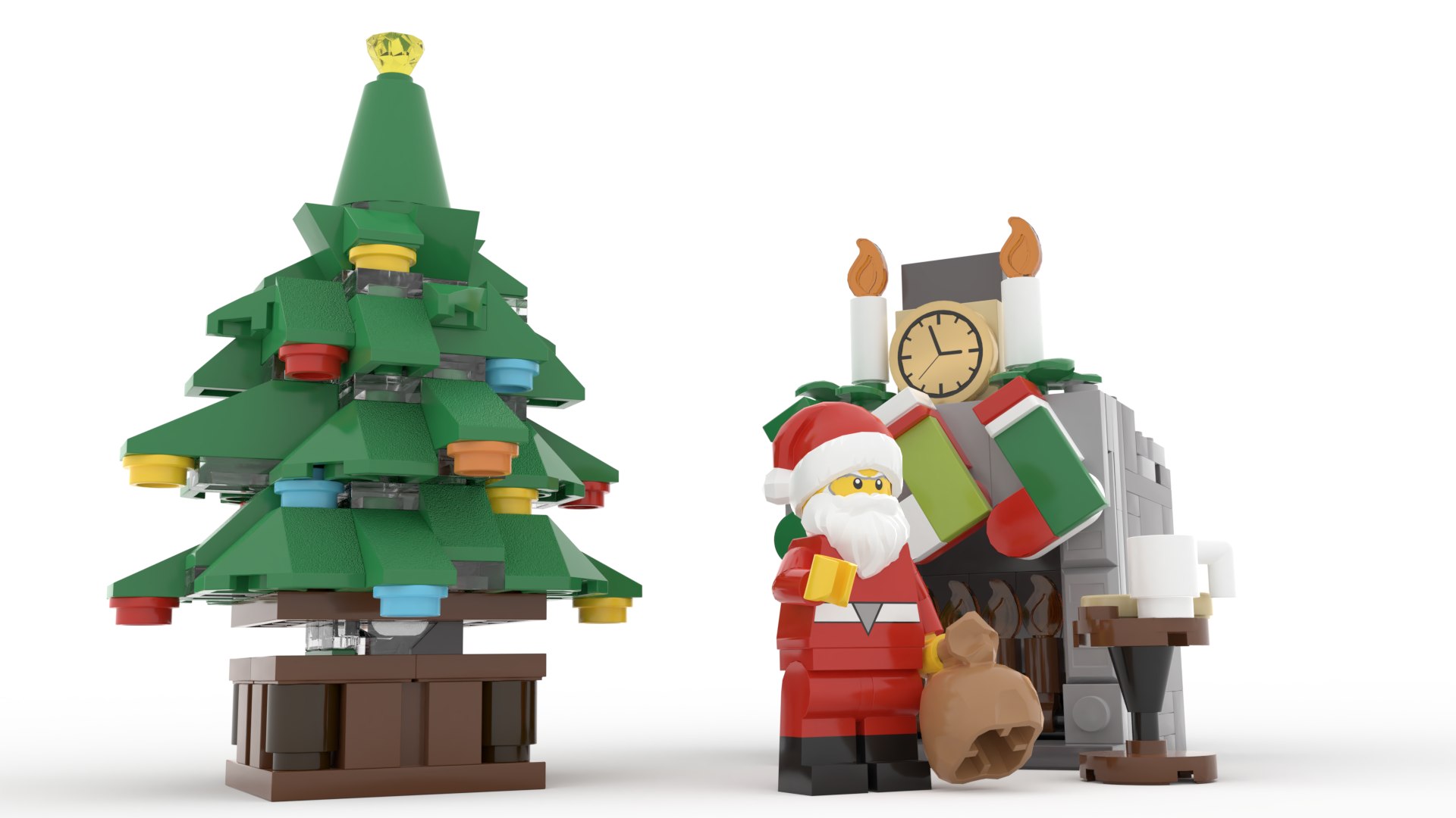 3D Lego Santa With Fireplace And Christmas Tree Model - TurboSquid 2006359