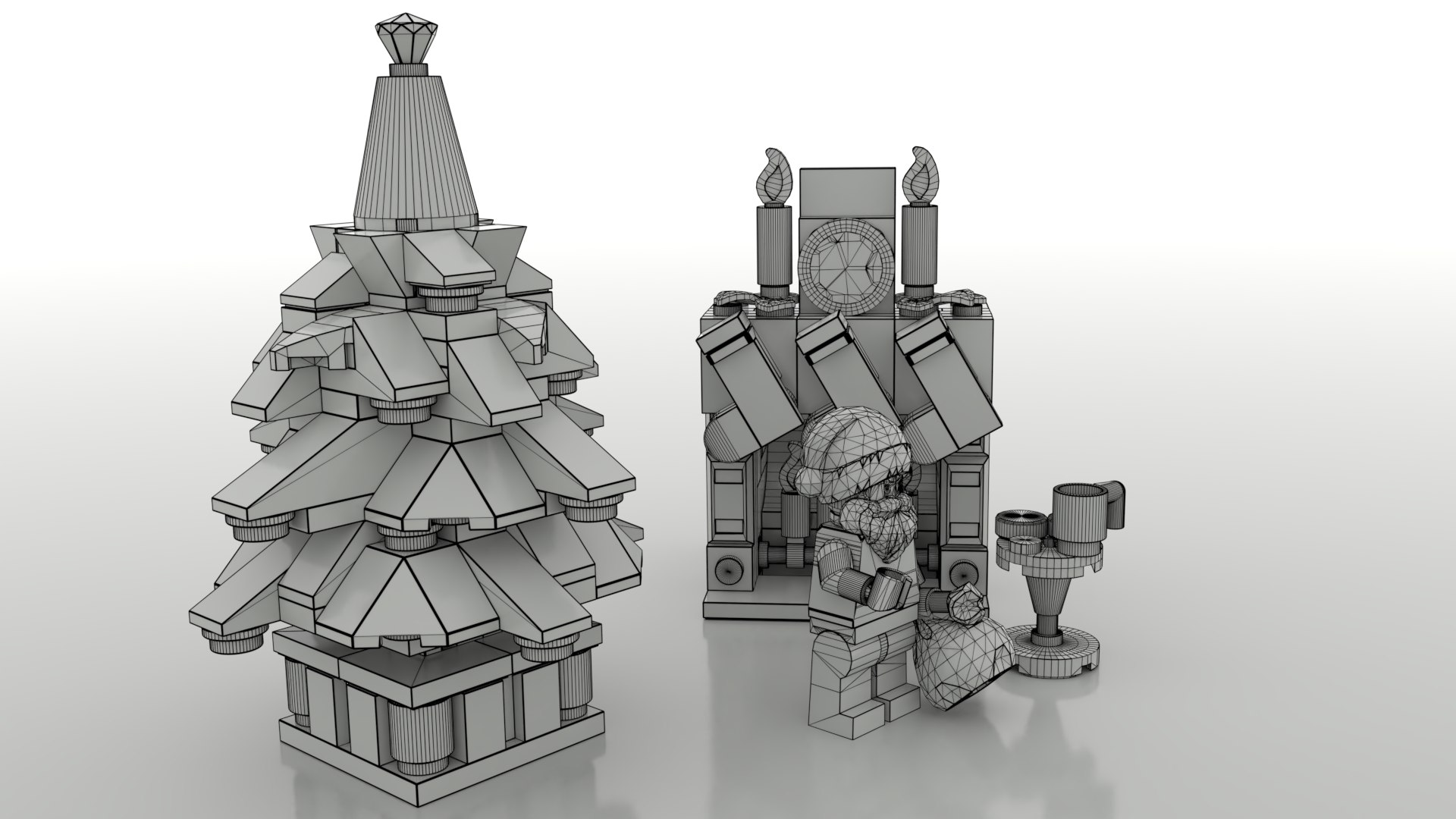 3D Lego Santa With Fireplace And Christmas Tree Model - TurboSquid 2006359
