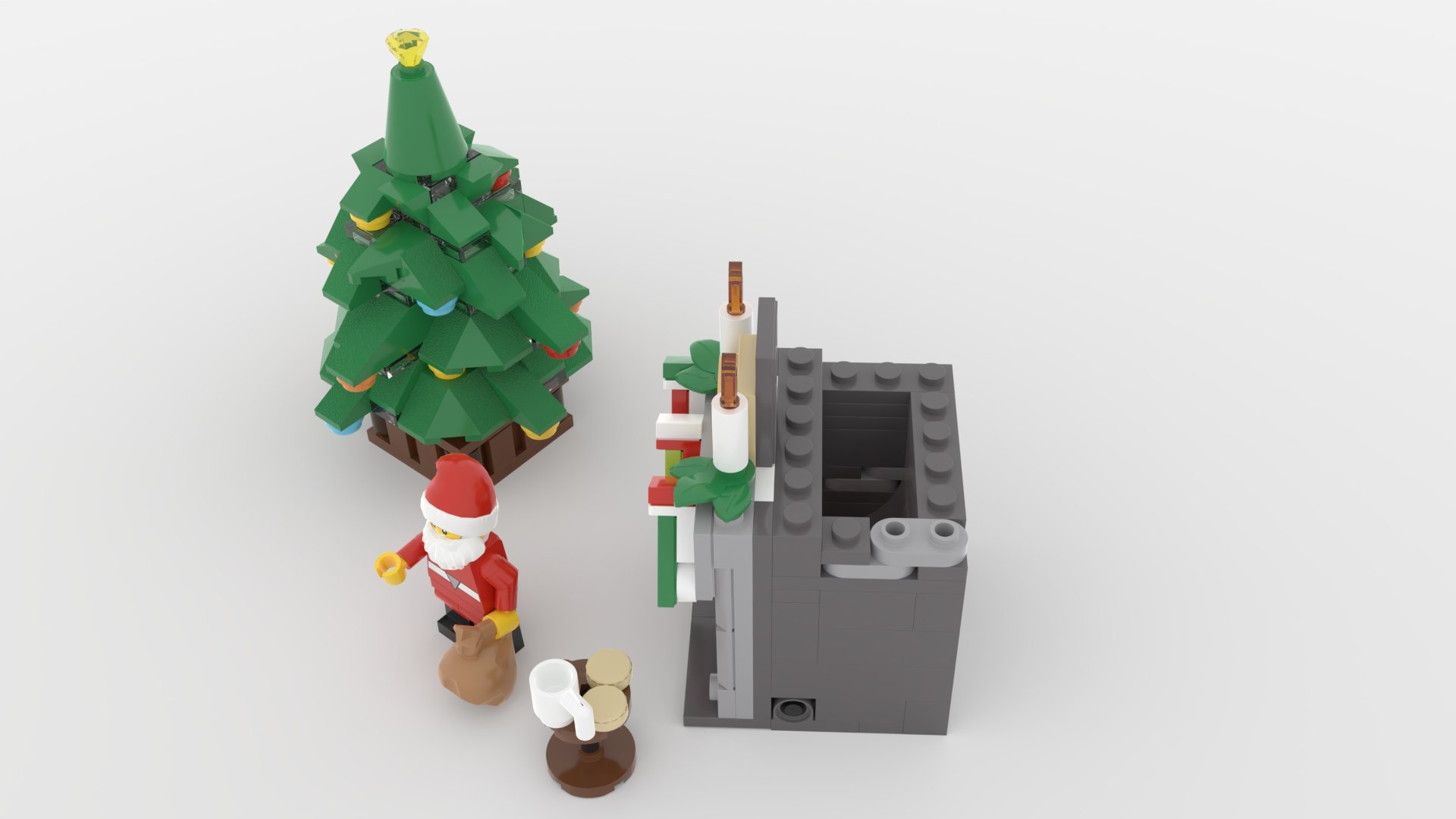 3D Lego Santa With Fireplace And Christmas Tree Model - TurboSquid 2006359