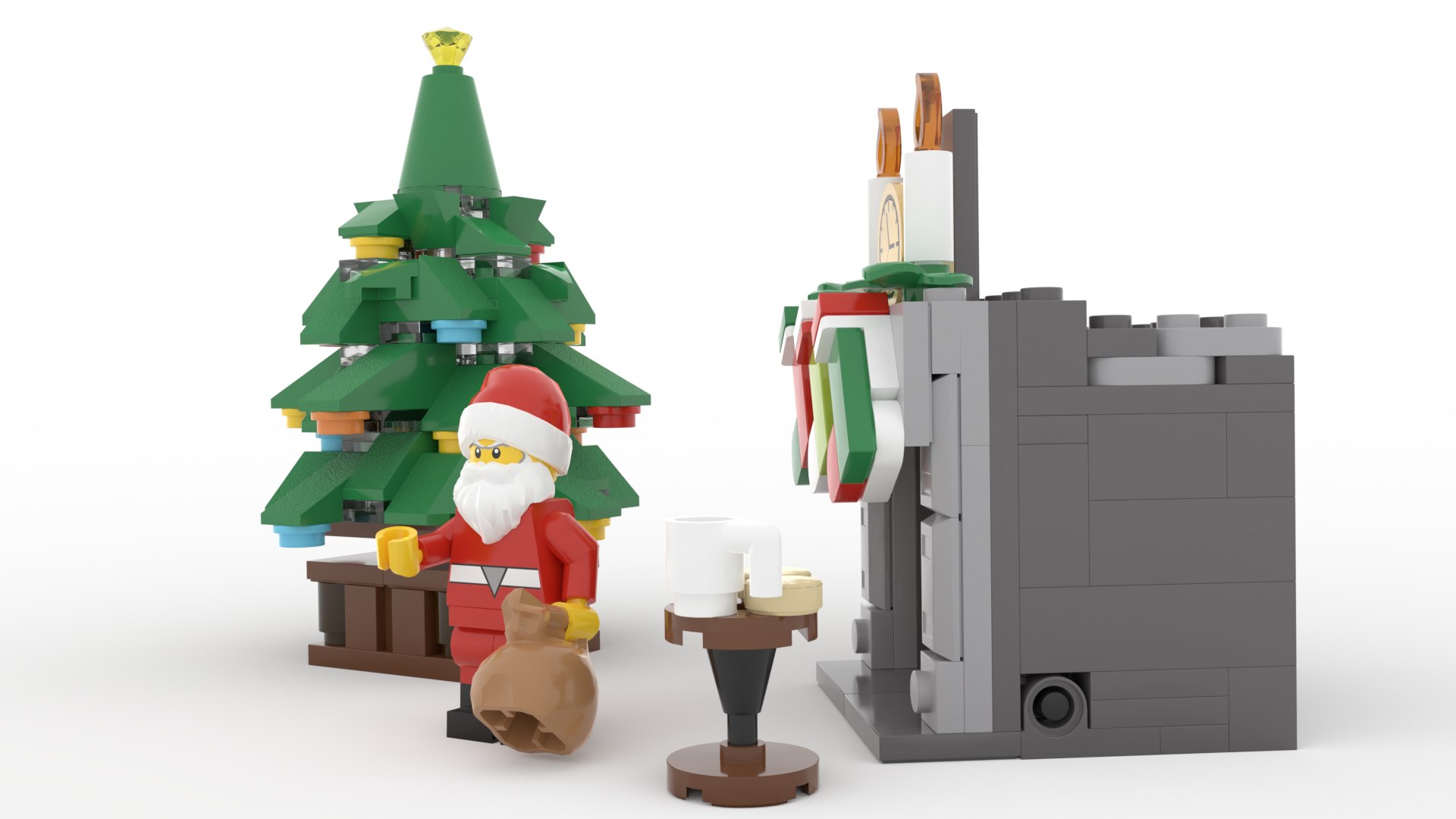 3D Lego Santa With Fireplace And Christmas Tree Model - TurboSquid 2006359