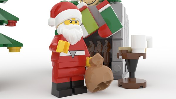 Lego Santa with Fireplace and Christmas Tree 3D 모델 - TurboSquid 2006359