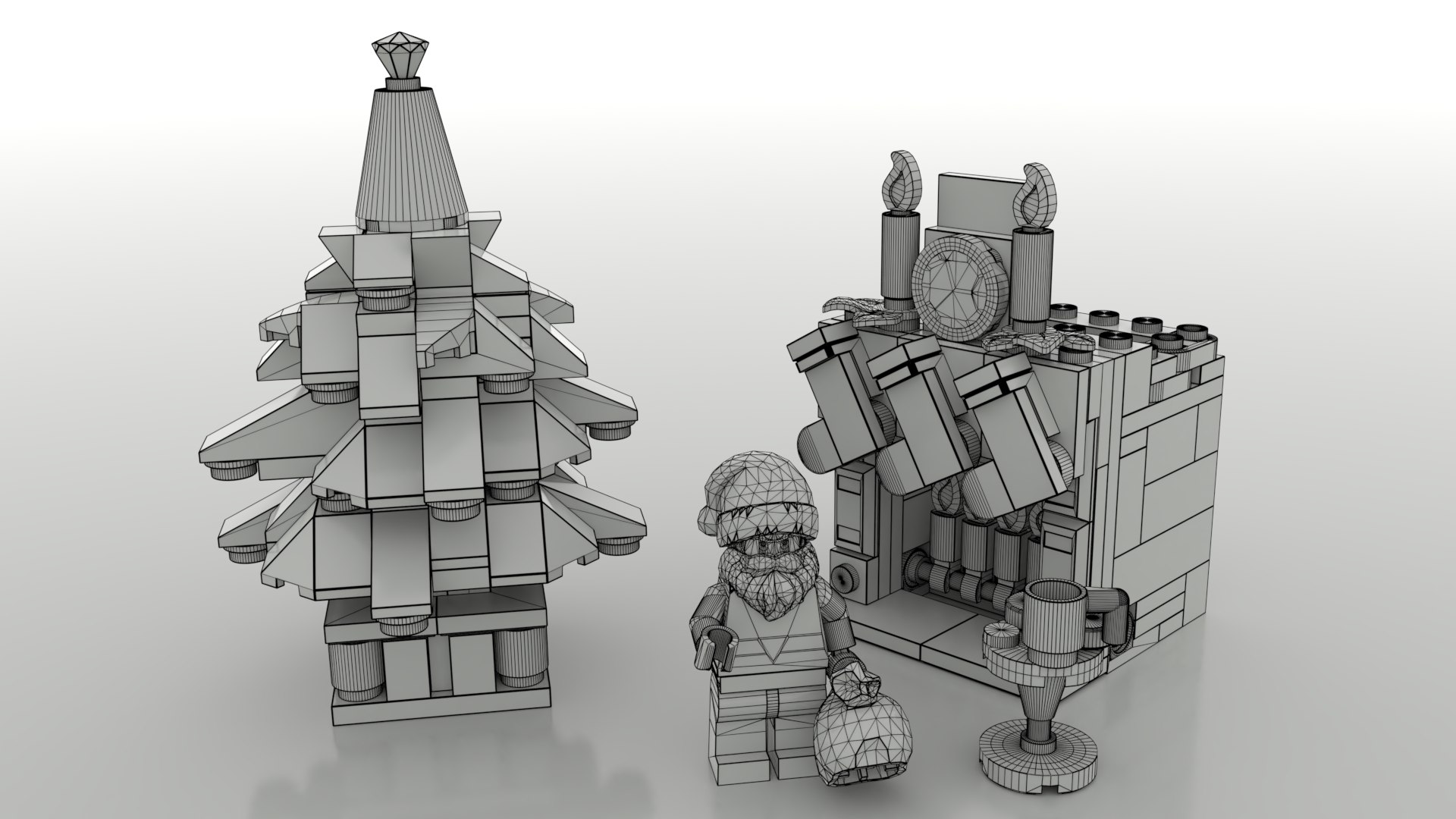 3D Lego Santa With Fireplace And Christmas Tree Model - TurboSquid 2006359