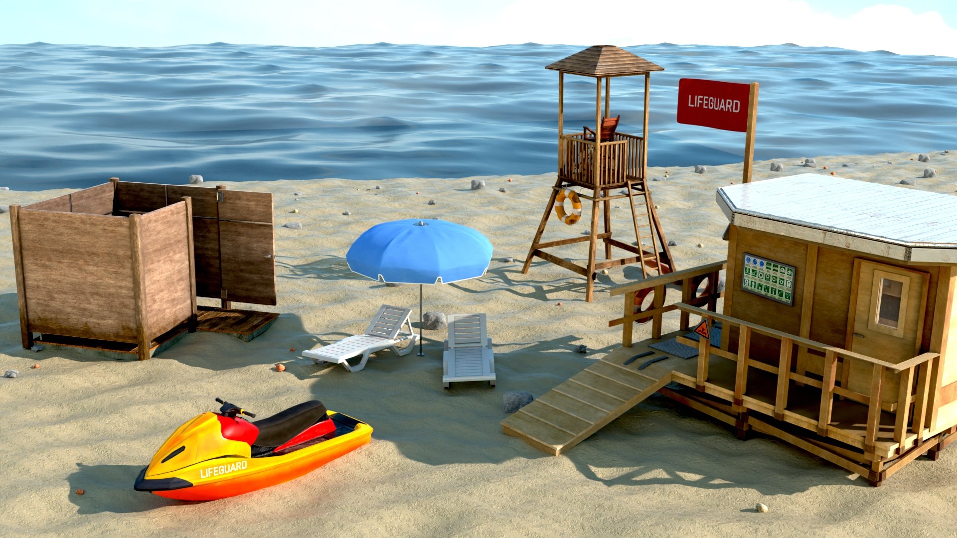 3D Safety Beach Lifeguard Rescue Team - TurboSquid 2073650