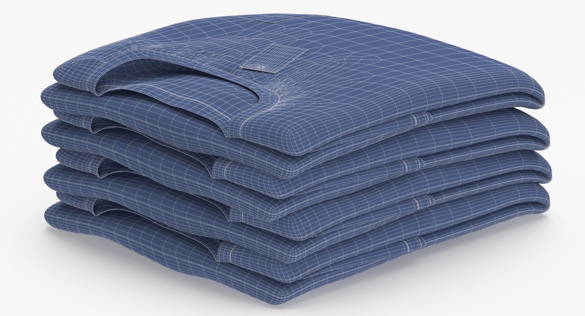 3D model Folded TShirt Round Neck 4 Pile White Black and Gray ...