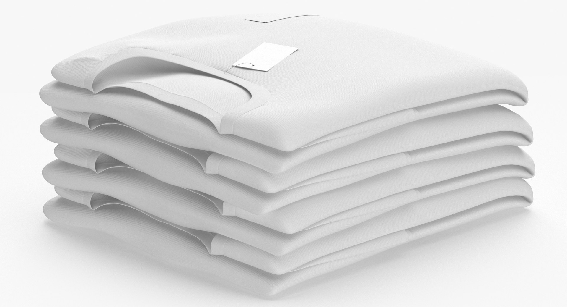 3D Model Folded TShirt Round Neck 4 Pile White Black And Gray ...