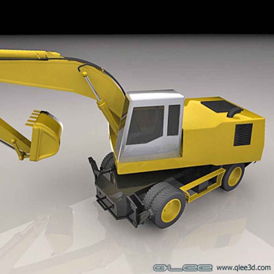 3d model wheeled excavator