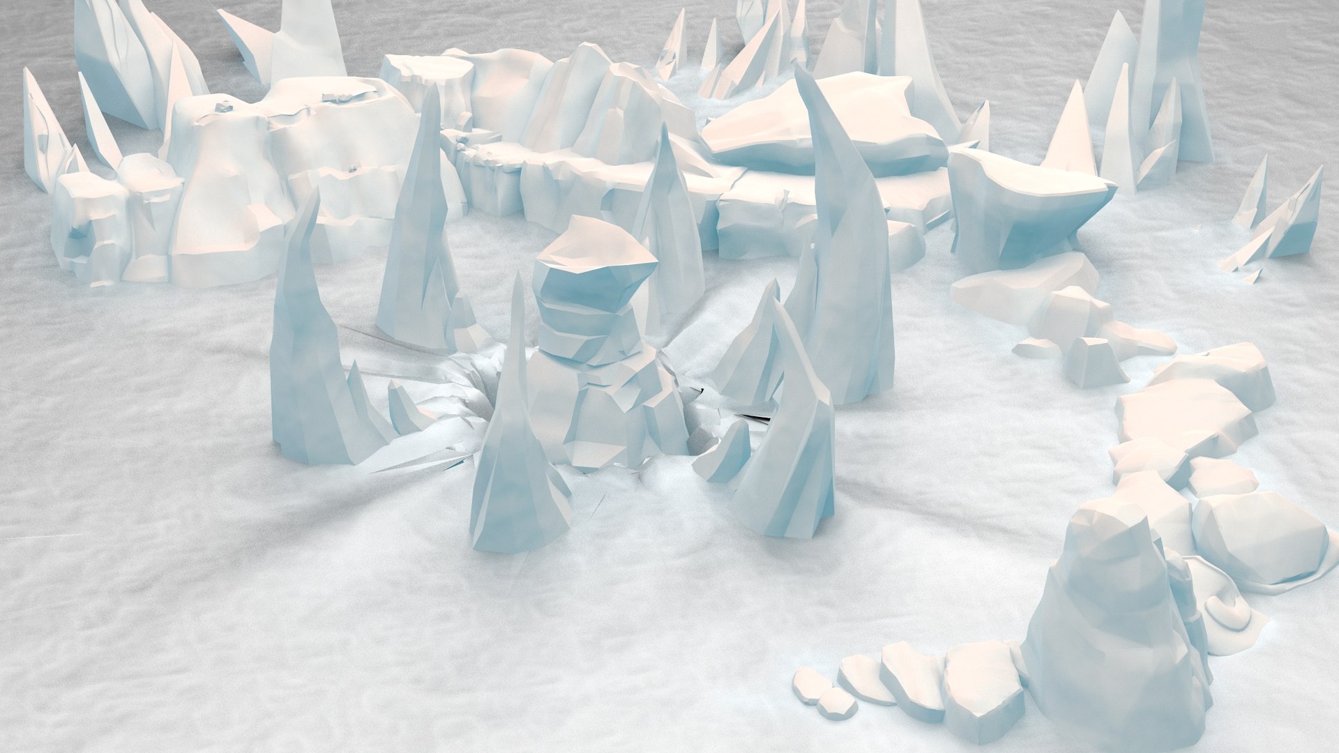 Cartoon Iceberg Ice Cave Sea Surface Snow Mountain Ice 3D - TurboSquid ...