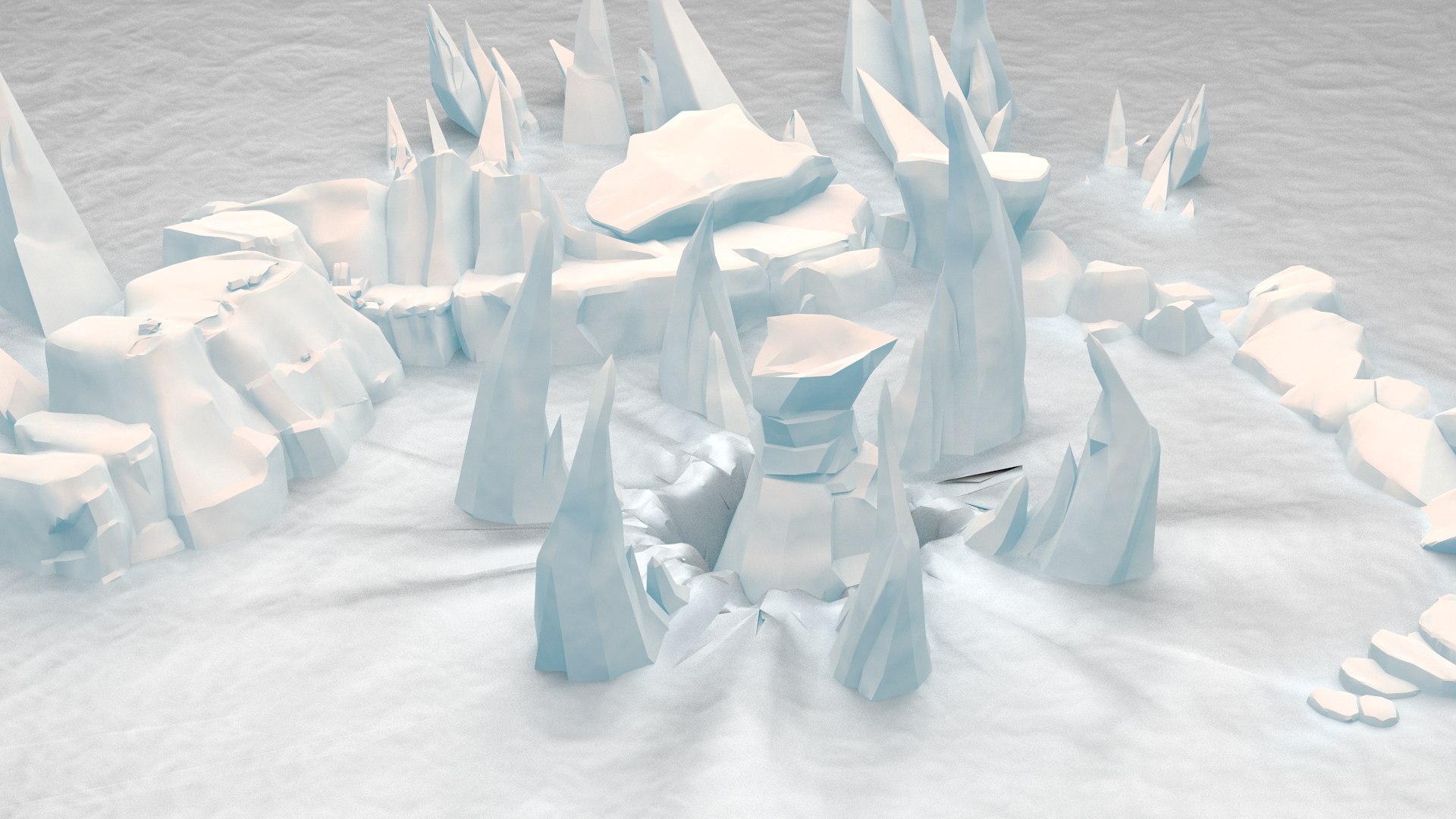 Cartoon Iceberg Ice Cave Sea Surface Snow Mountain Ice 3D - TurboSquid ...