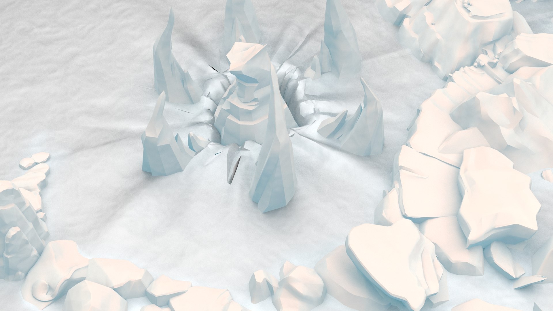Cartoon Iceberg Ice Cave Sea Surface Snow Mountain Ice 3D - TurboSquid ...