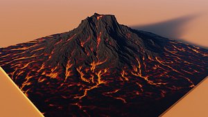 low poly volcano