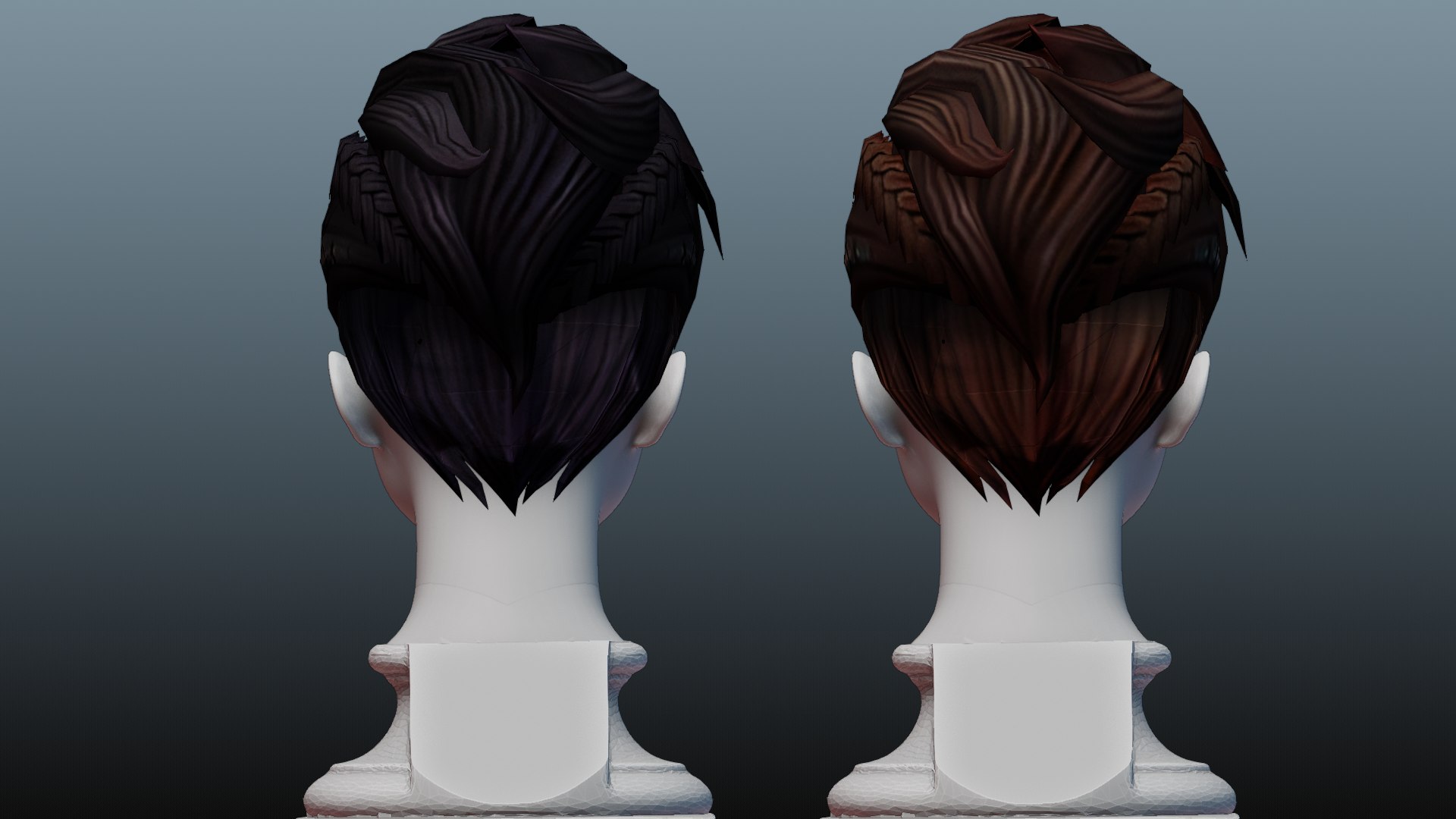 Female Hair Low Poly 2 Color Model - TurboSquid 2075579