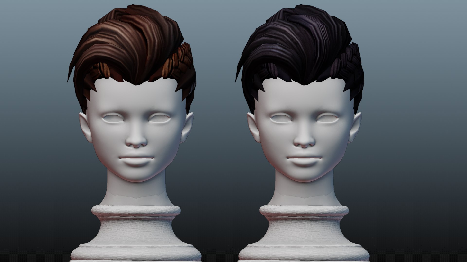 Female Hair Low Poly 2 Color Model - TurboSquid 2075579