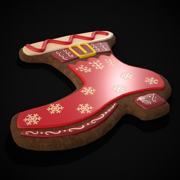 3D Red White Decorated Gingerbread Boot model - TurboSquid 1973742