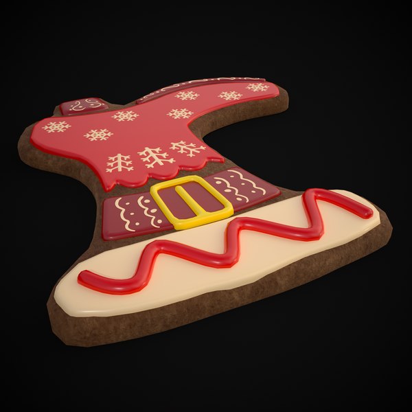 3D Red White Decorated Gingerbread Boot model - TurboSquid 1973742