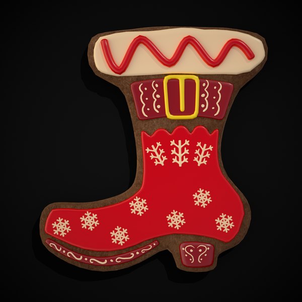 modelo 3d Red White Decorated Gingerbread Boot - TurboSquid 1973742