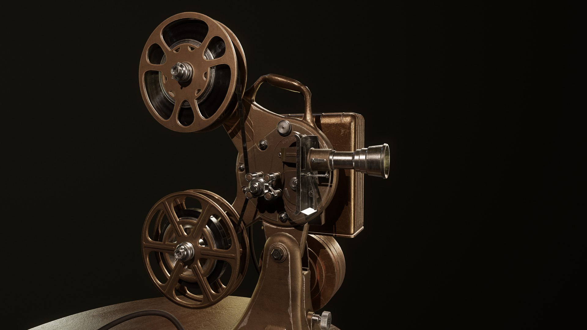 3D Vintage Projector Table And Storage Box - TurboSquid 1902132