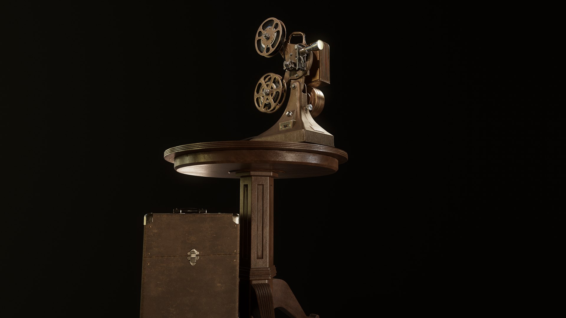 3D Vintage Projector Table And Storage Box - TurboSquid 1902132