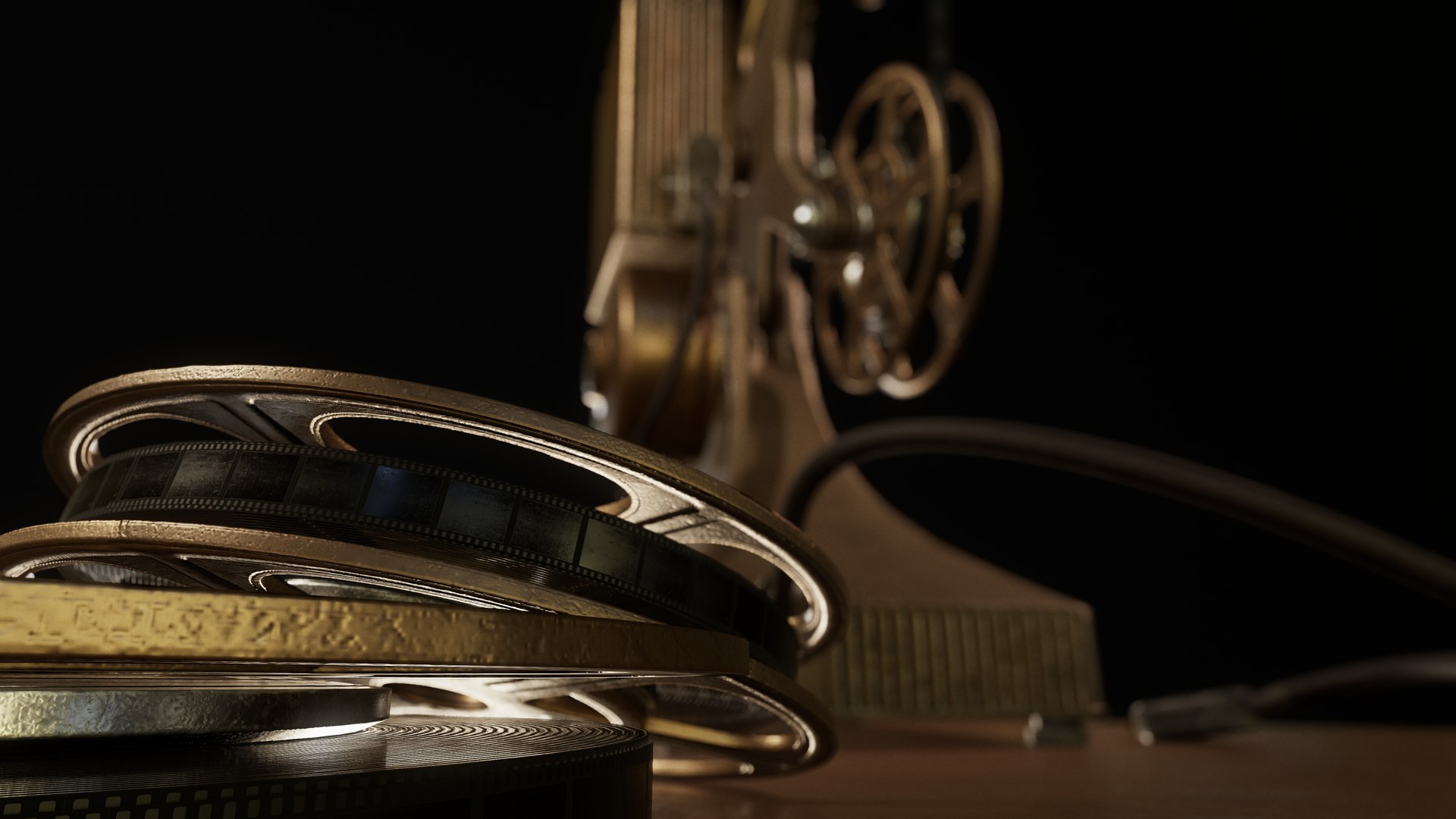 3D Vintage Projector Table And Storage Box - TurboSquid 1902132