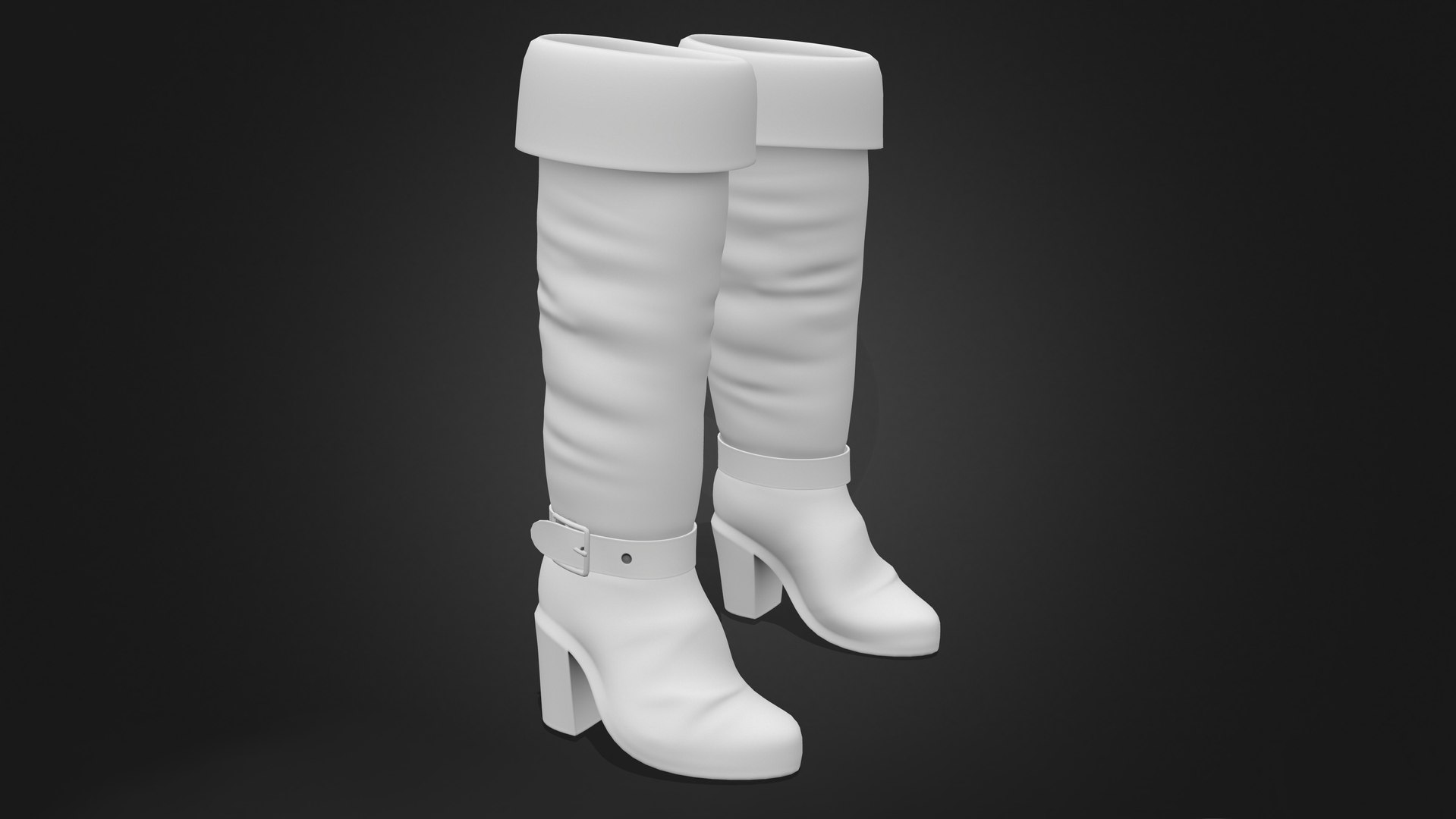 Warrior Fighter Pirate High Heel Boots With Rolled Back Top 3D Model ...