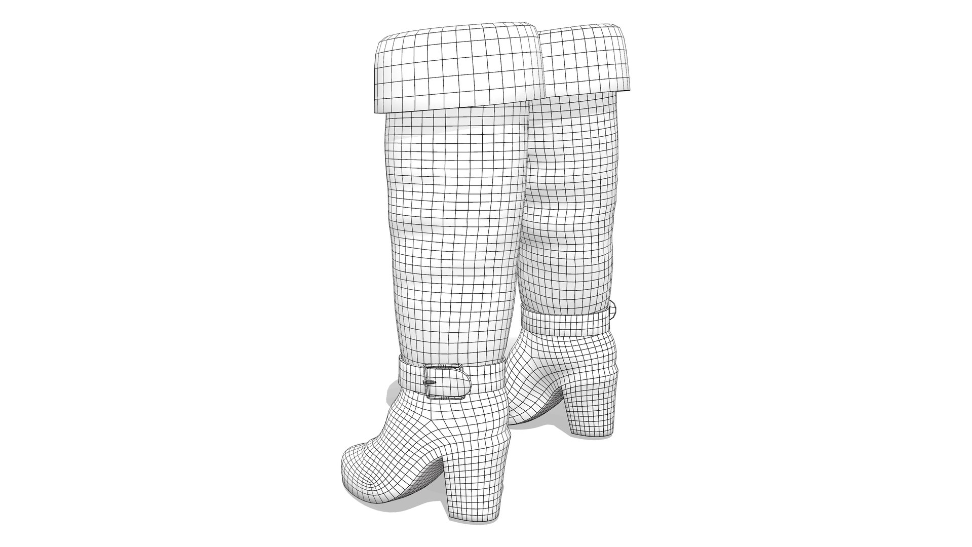 Warrior Fighter Pirate High Heel Boots With Rolled Back Top 3D Model ...