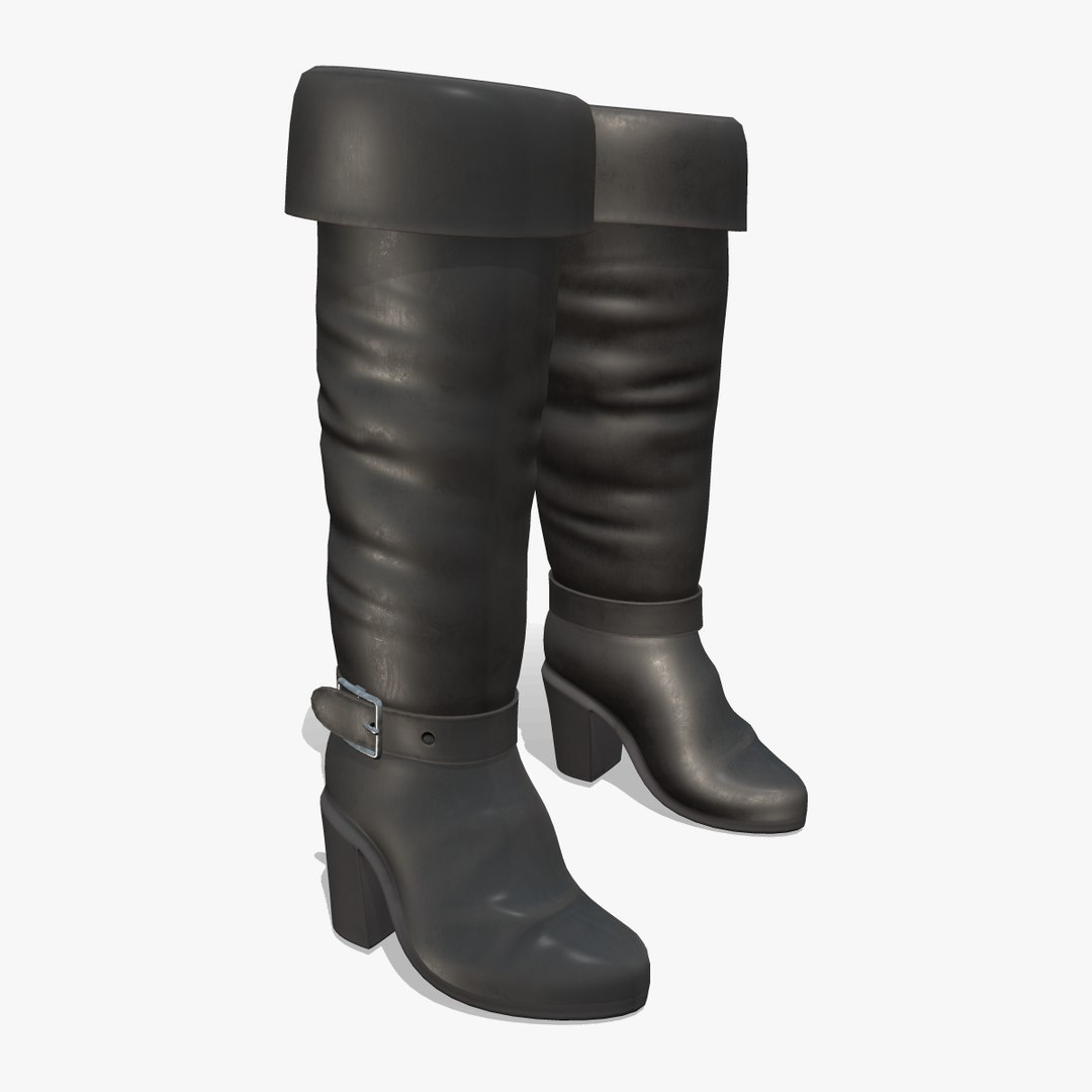 Warrior Fighter Pirate High Heel Boots With Rolled Back Top 3D model ...