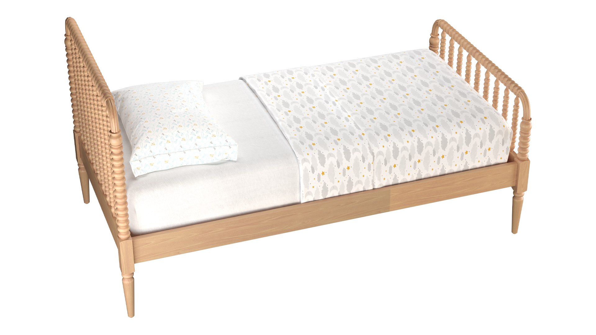 3D Jenny Lind Kids Maple Wood Spindle Twin Bed - TurboSquid 2129629