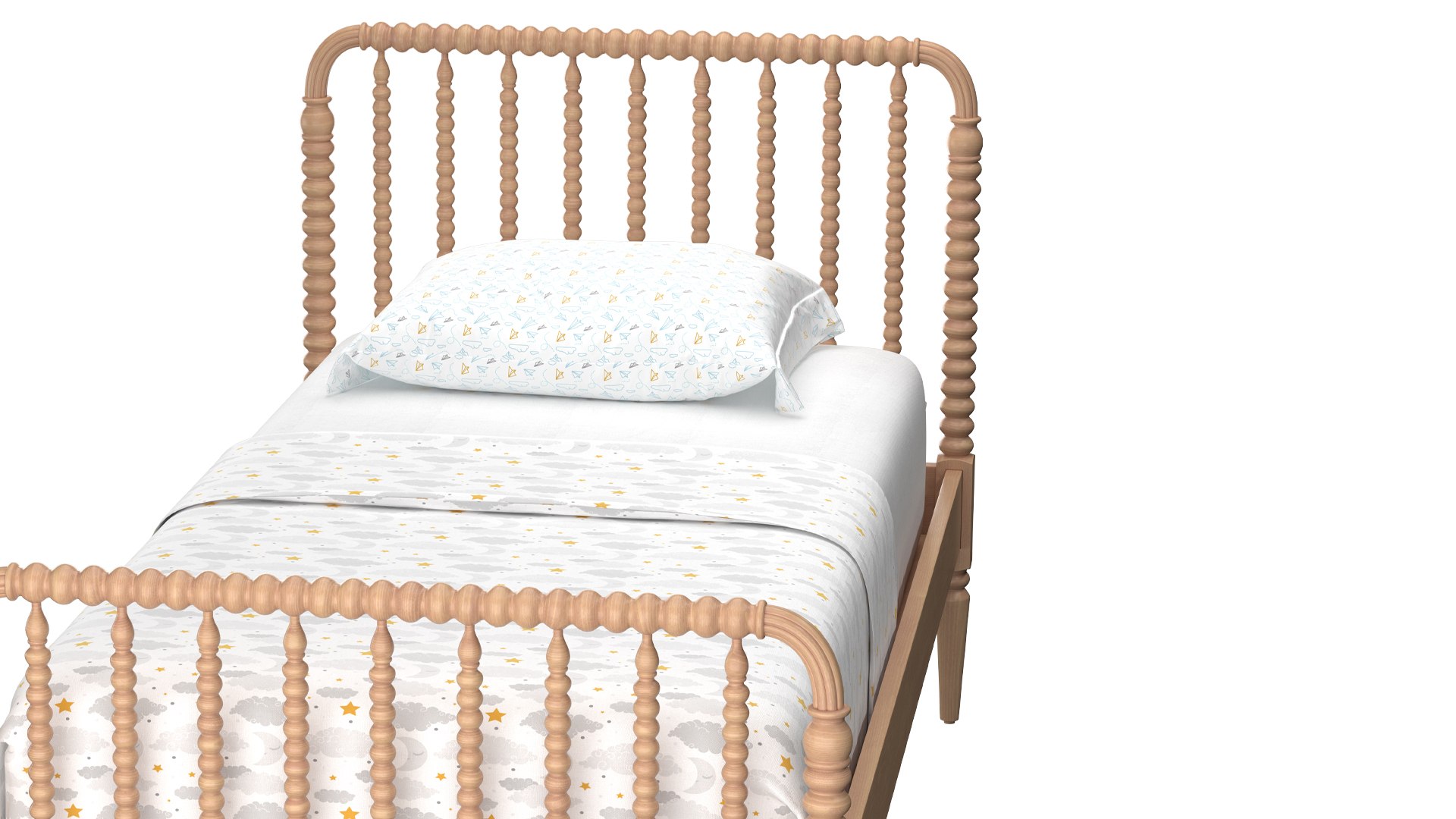 3D Jenny Lind Kids Maple Wood Spindle Twin Bed - TurboSquid 2129629