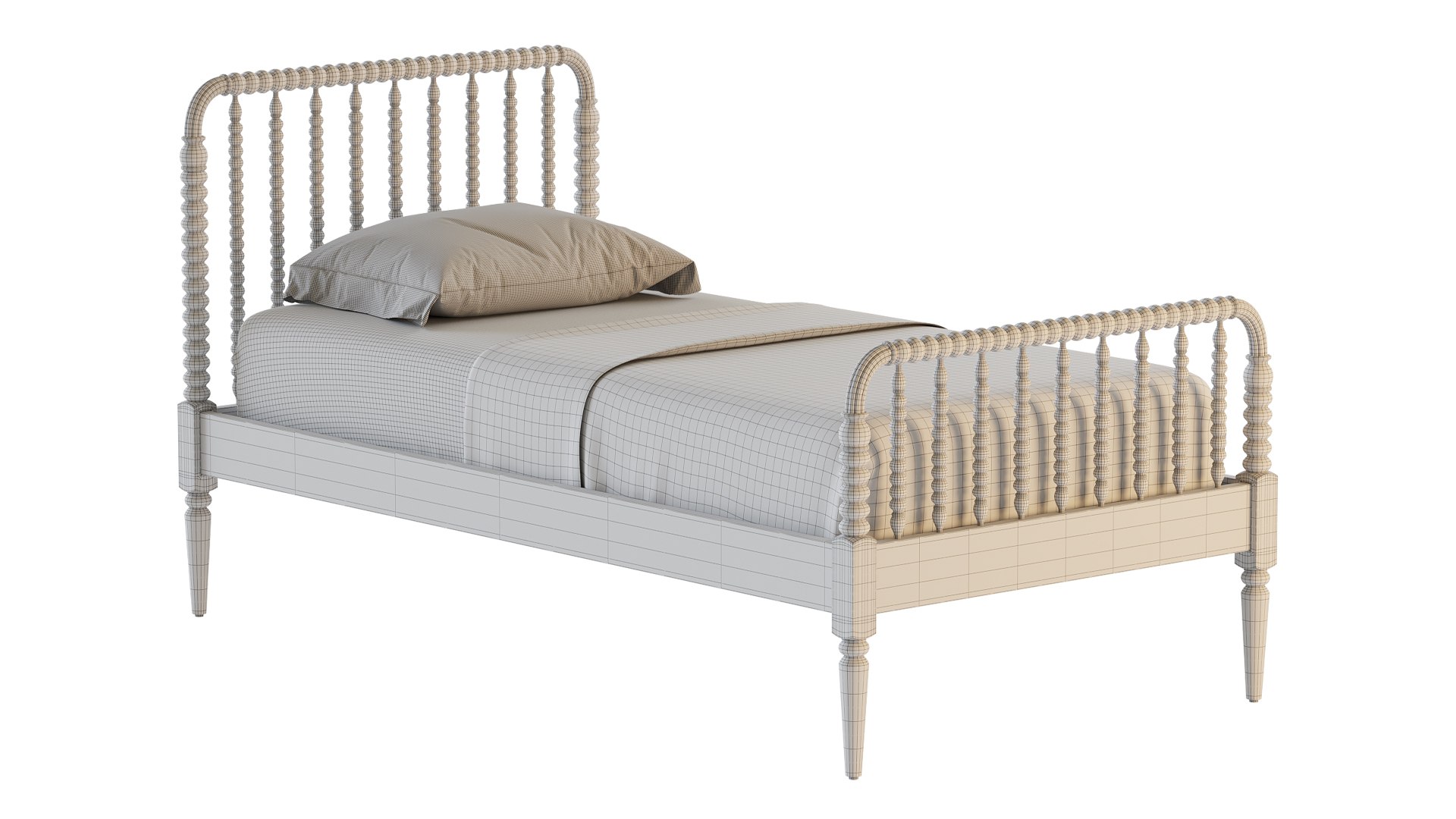 3D Jenny Lind Kids Maple Wood Spindle Twin Bed - TurboSquid 2129629