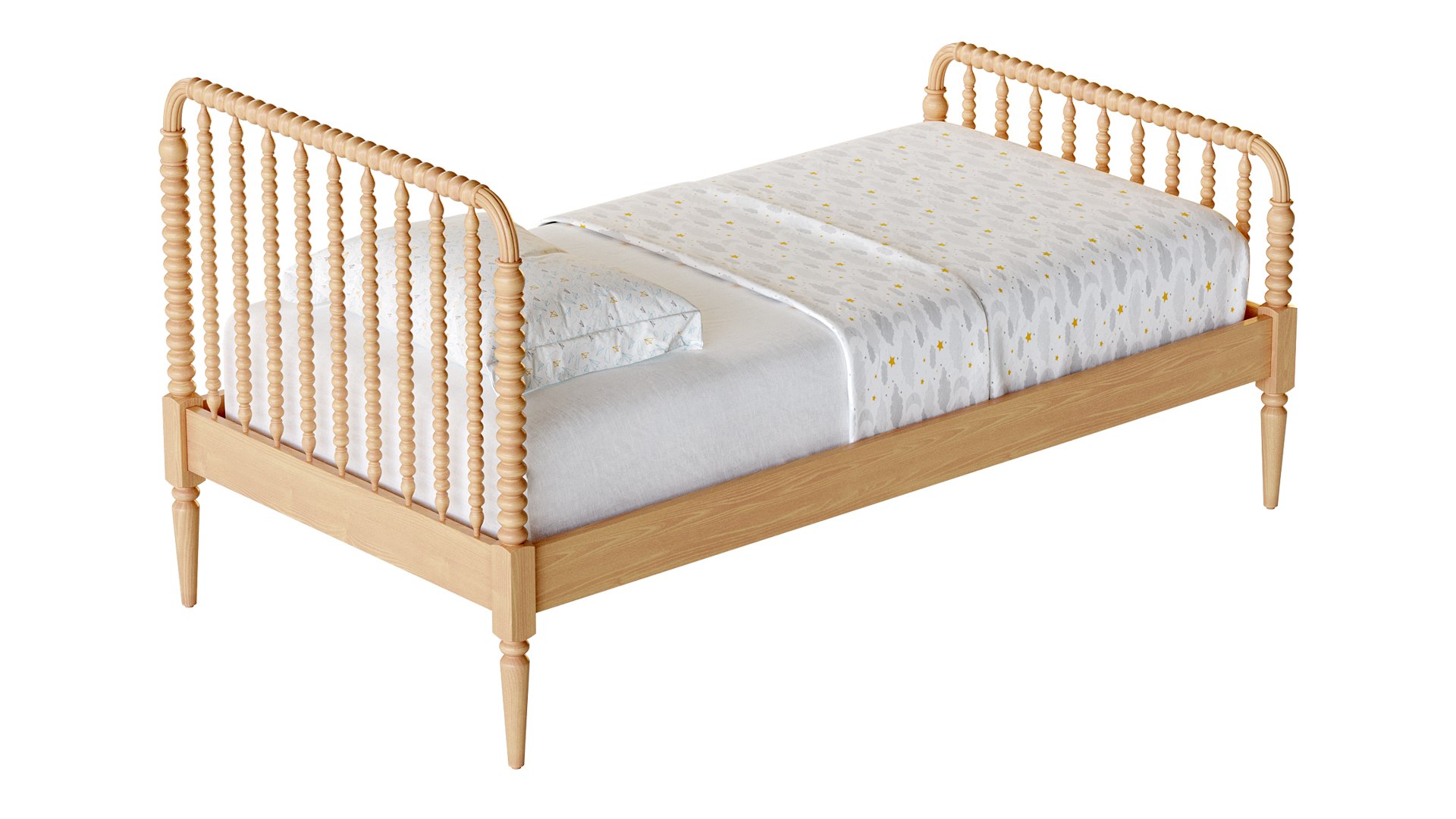 3D Jenny Lind Kids Maple Wood Spindle Twin Bed - TurboSquid 2129629