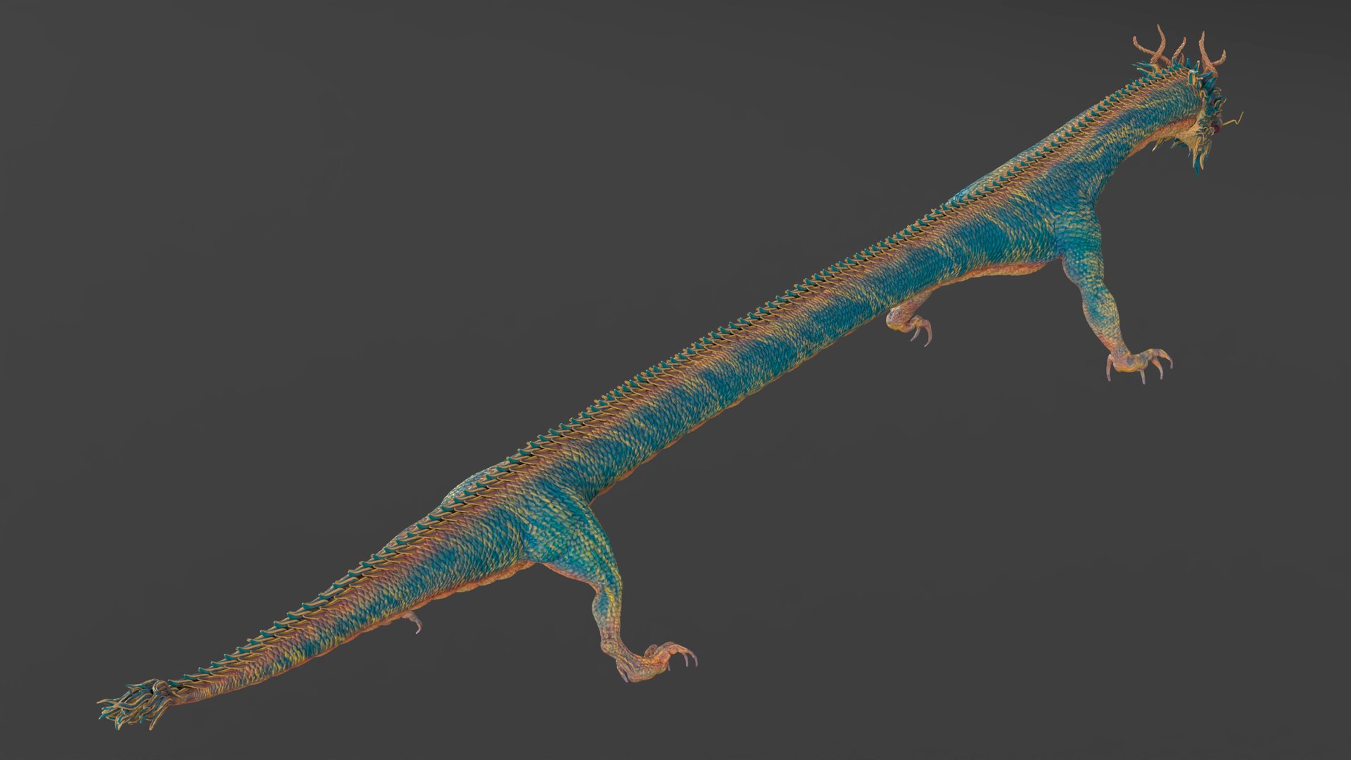 Chinese Mythical Dragon Blue Model - TurboSquid 2209113