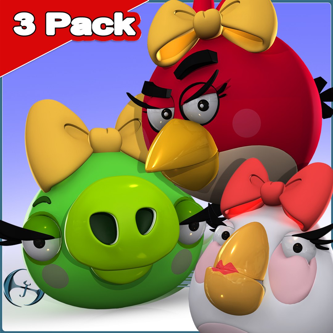 female angry birds pig obj