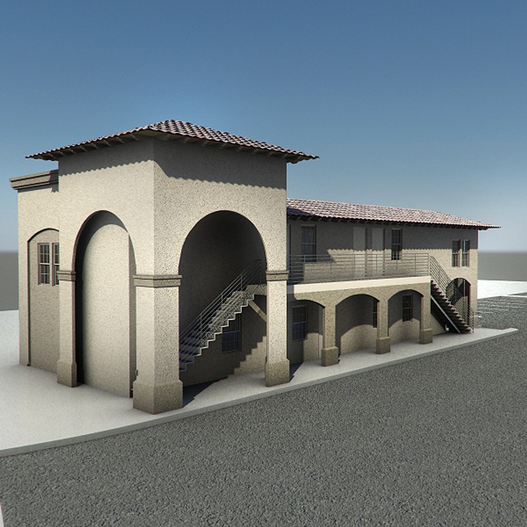 Stucco Building 3d Model