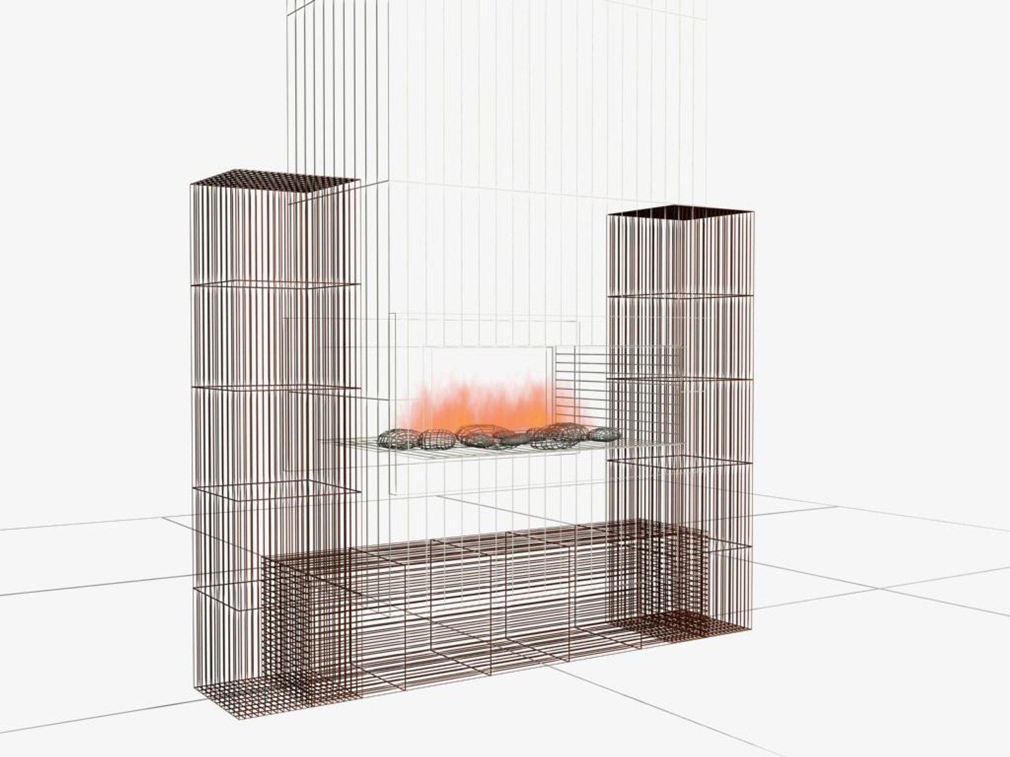 3d contemporary fireplace