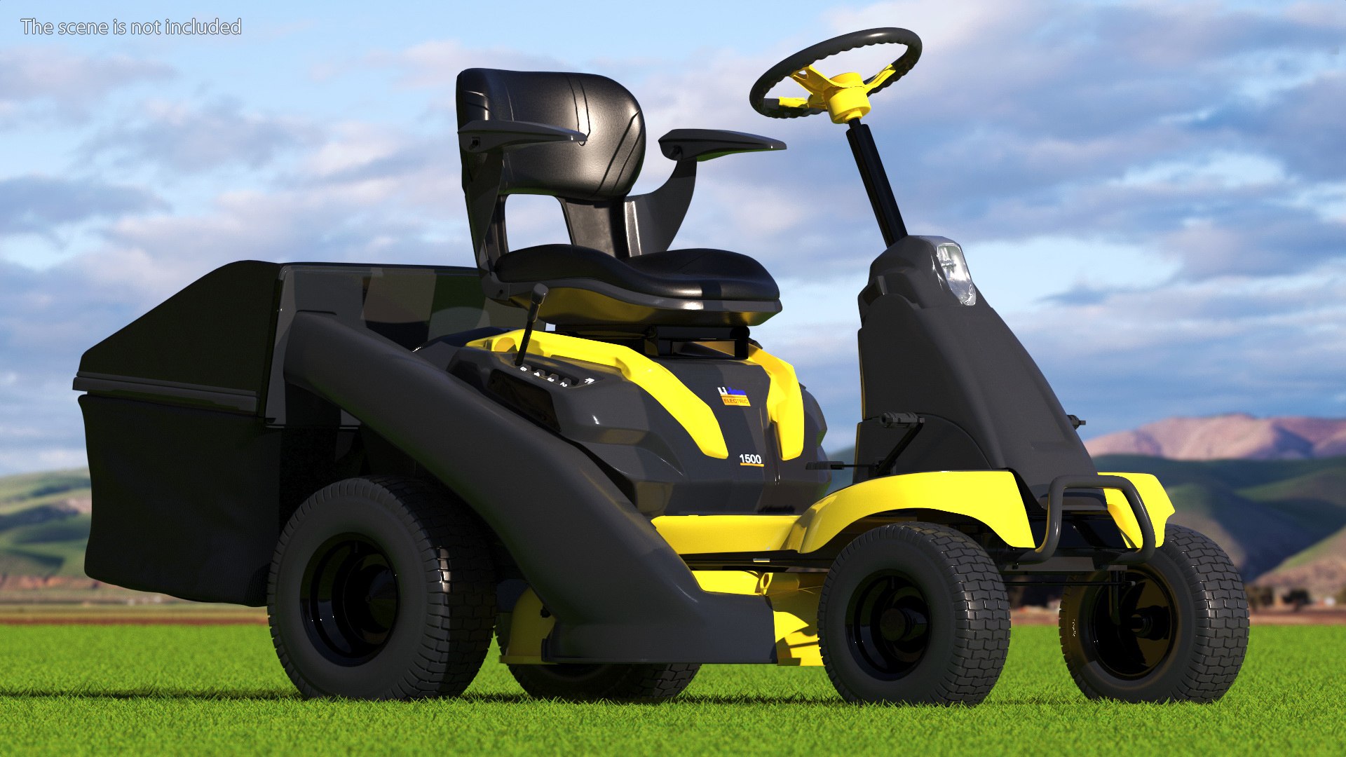 3D Electric Riding Lawn Mower With Bagger Model - TurboSquid 2133847