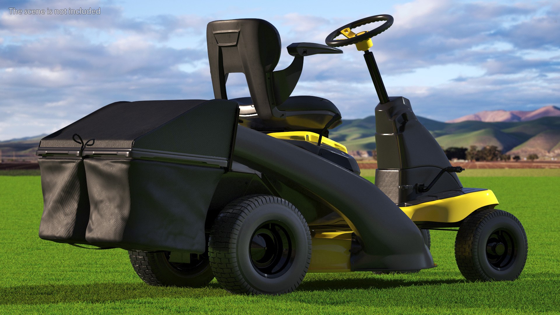 3D Electric Riding Lawn Mower With Bagger Model - TurboSquid 2133847