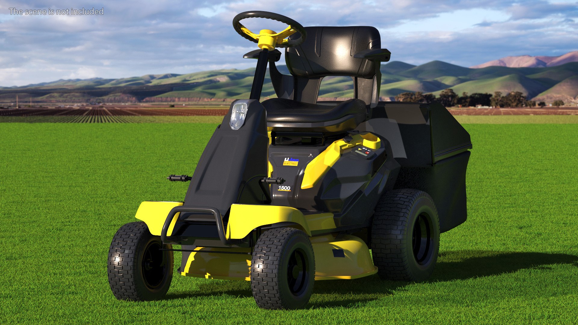 3D Electric Riding Lawn Mower With Bagger Model - TurboSquid 2133847