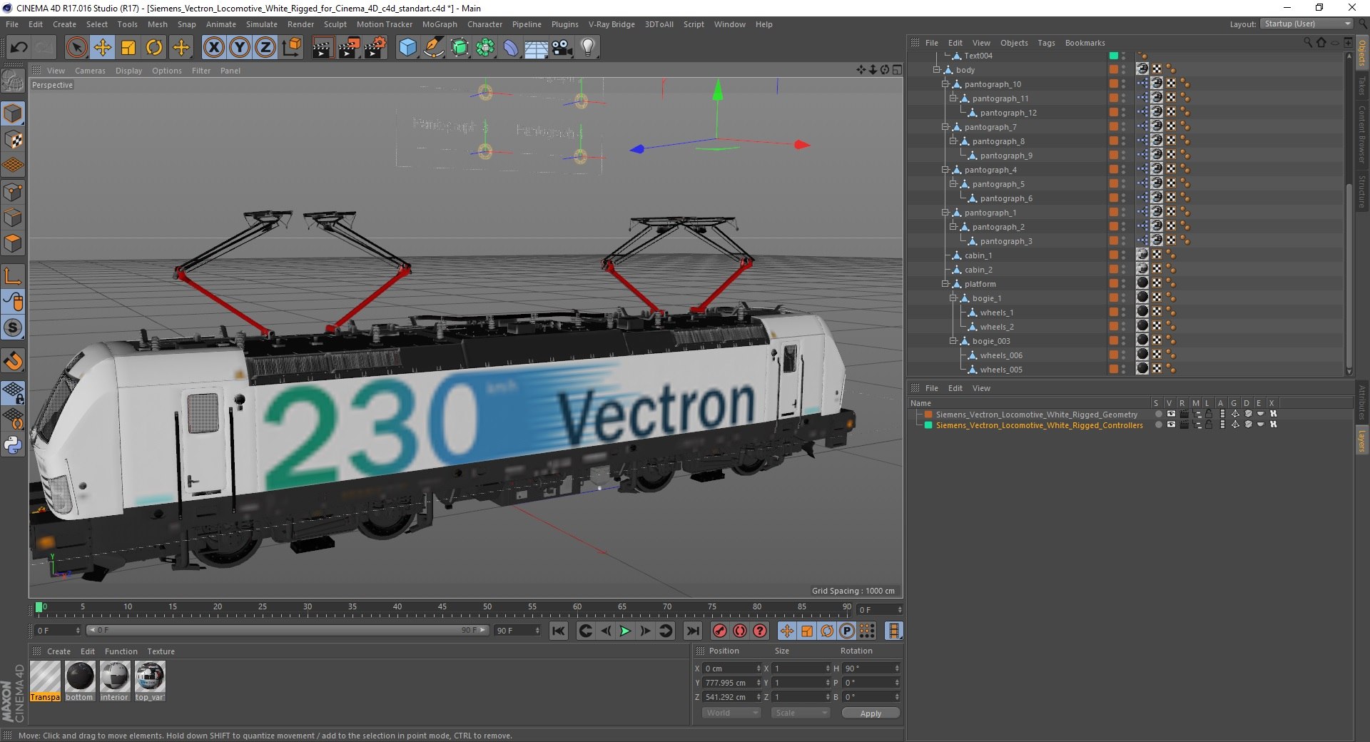 Siemens Vectron Locomotive White Rigged for Cinema 4D model - TurboSquid 2123890