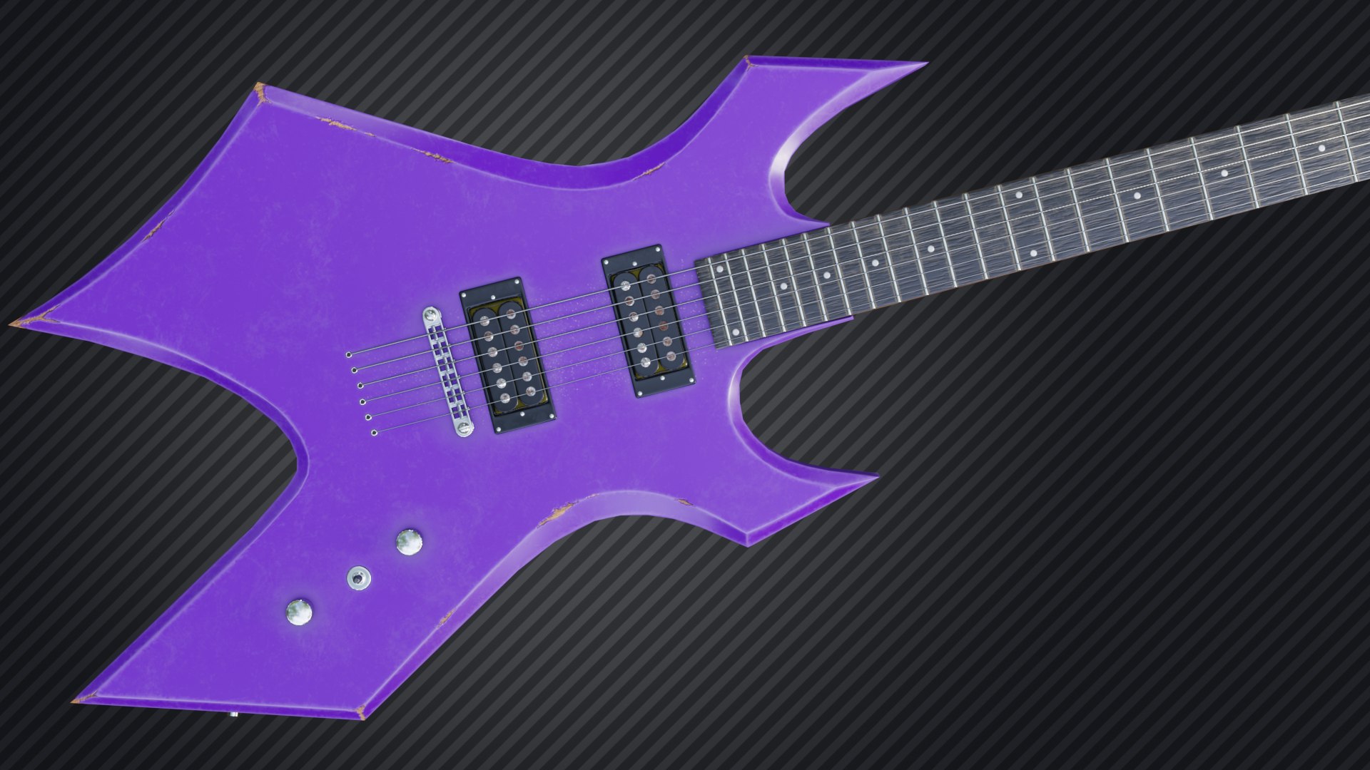Battered Purple Warlock Shape Electric Guitar Game Ready 3d Model 3D ...