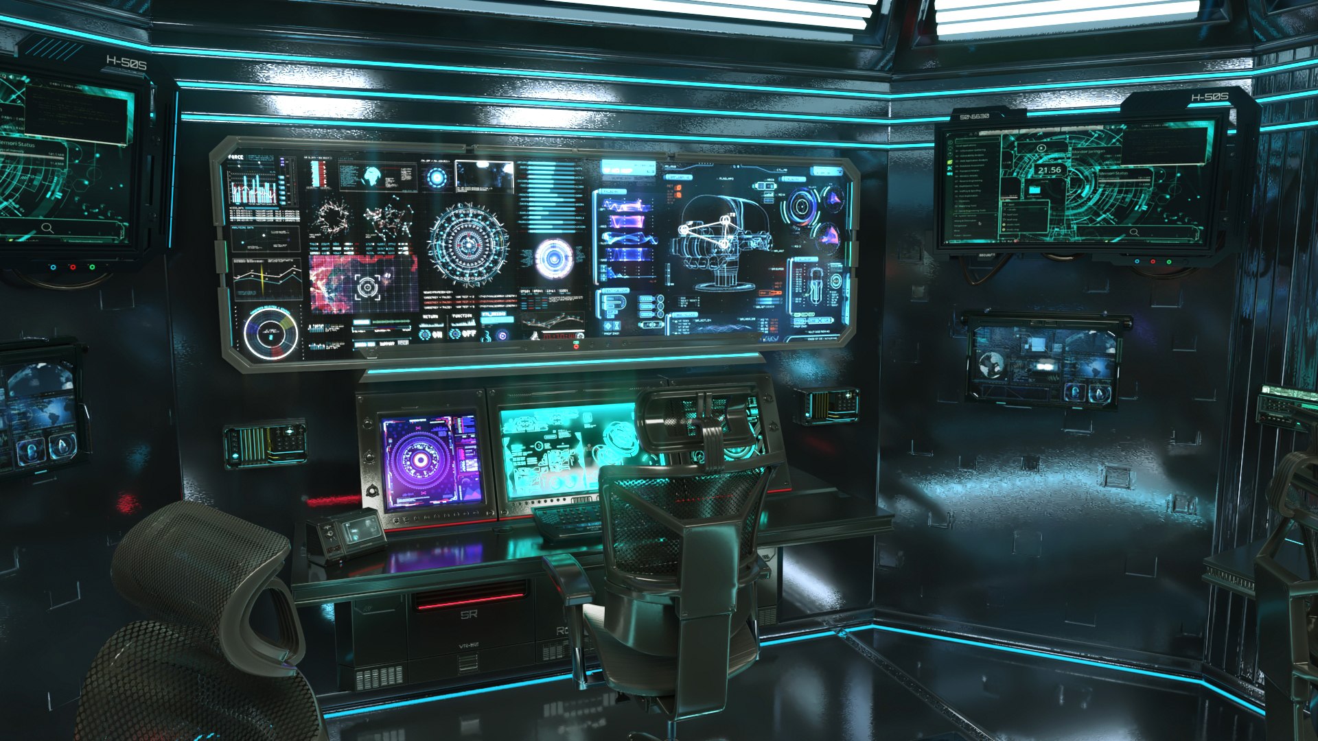 3D Model Sci Fi Interior Station Control Panel - TurboSquid 2224460