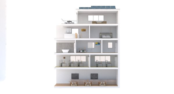 3D apartment building section - TurboSquid 1337693