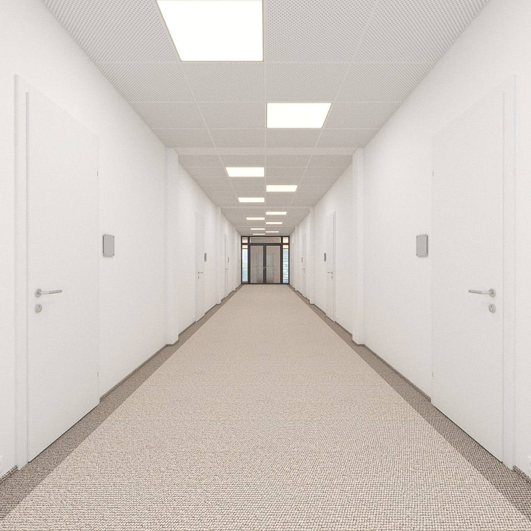 3D Office Hallway Scene Rooms Model - TurboSquid 1241007