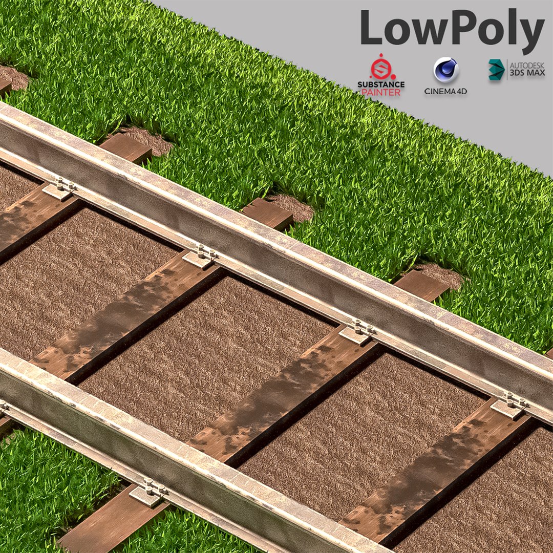 Railroad with Wood Sleepers Low-poly 3D model - TurboSquid 1808101