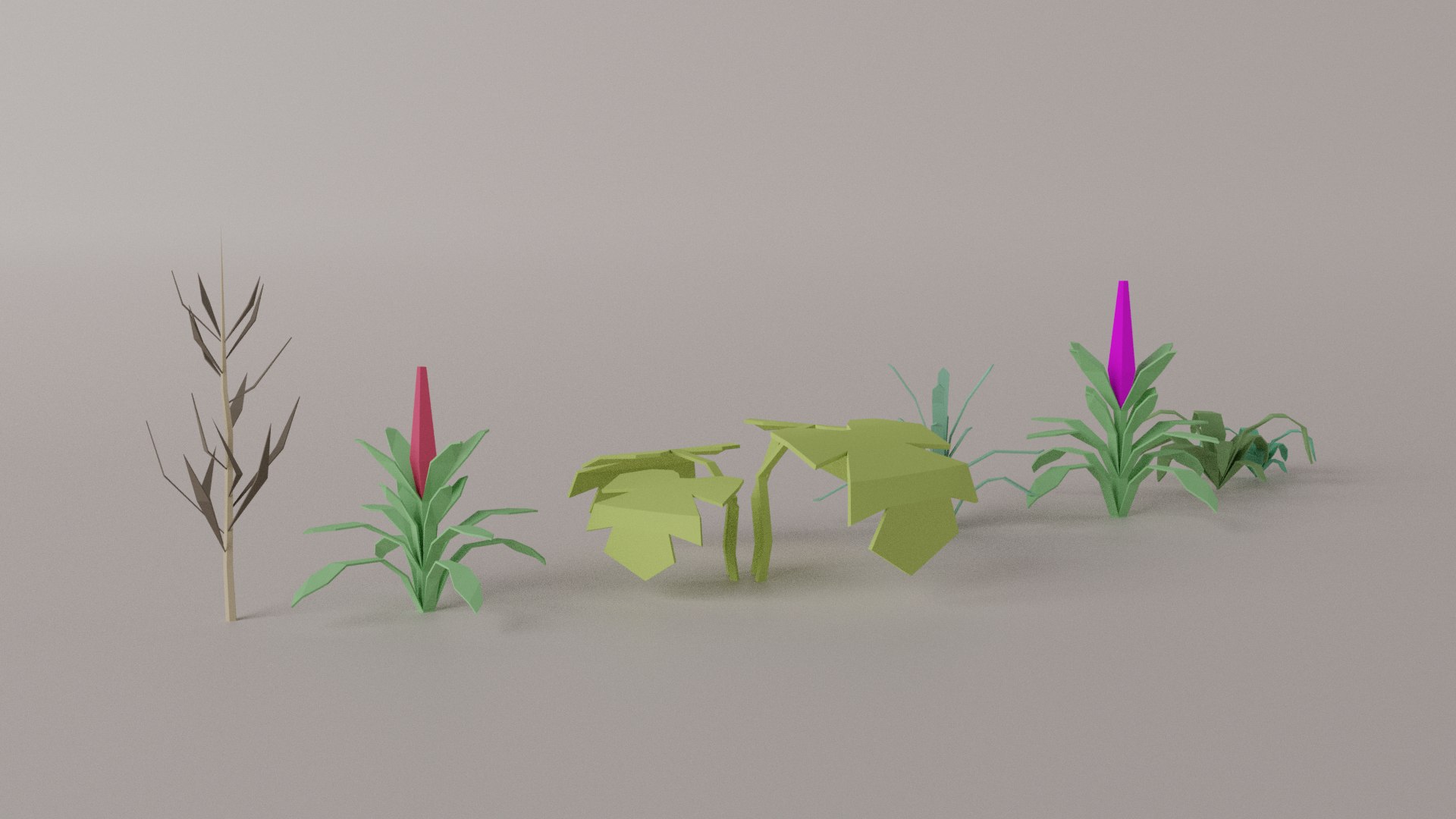 3D Model Cartoon Plant Collection Low-poly 3D Model - TurboSquid 1955384