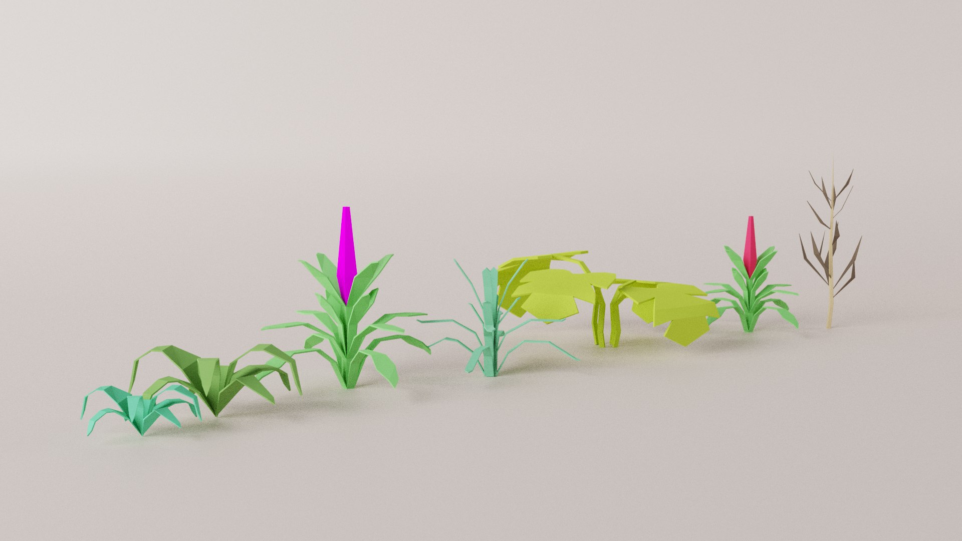 3D Model Cartoon Plant Collection Low-poly 3D Model - TurboSquid 1955384